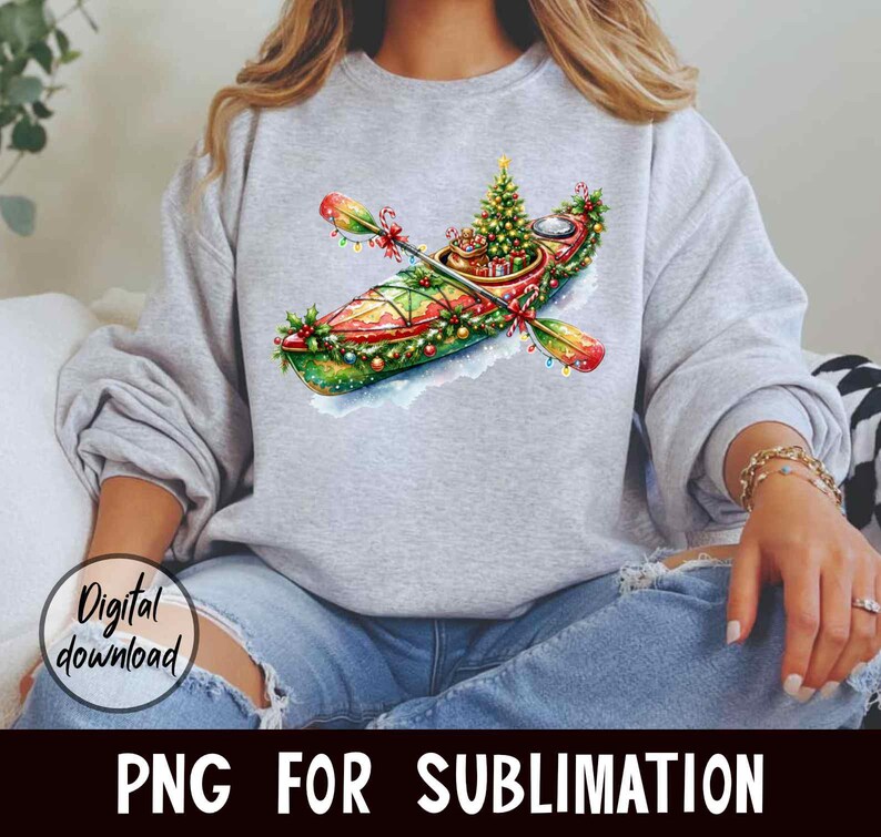 Christmas Kayak PNG, Kayak Sublimation Design, Christmas Canoe ...