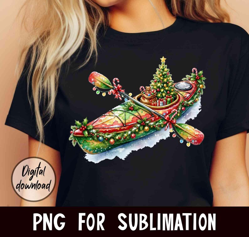 Christmas Kayak PNG, Kayak Sublimation Design, Christmas Canoe ...