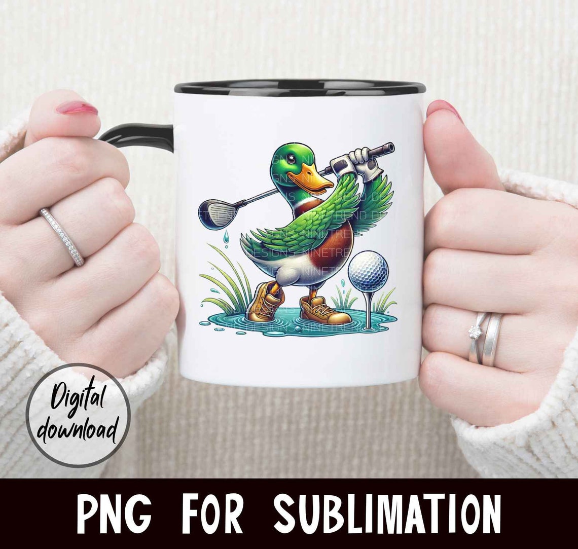 Funny Golfing Mallard Duck PNG: Golf Club Shirt Design (digital ...