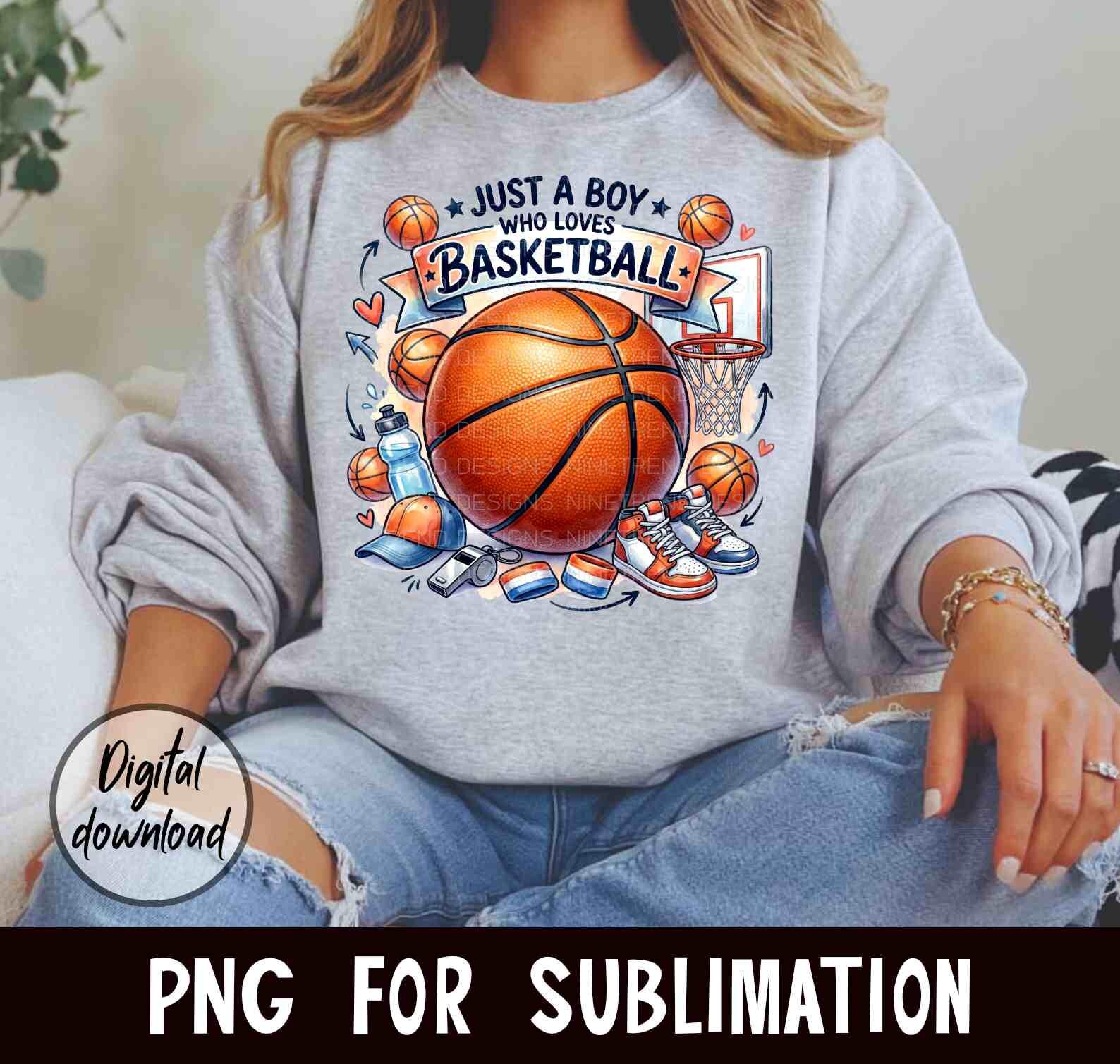 Just A Boy Who Loves Basketball PNG, Watercolor Sports Sublimation ...