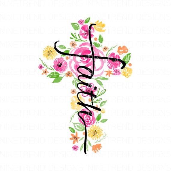 Faith Flower Cross PNG Floral Sublimation Designs Downloads - Etsy
