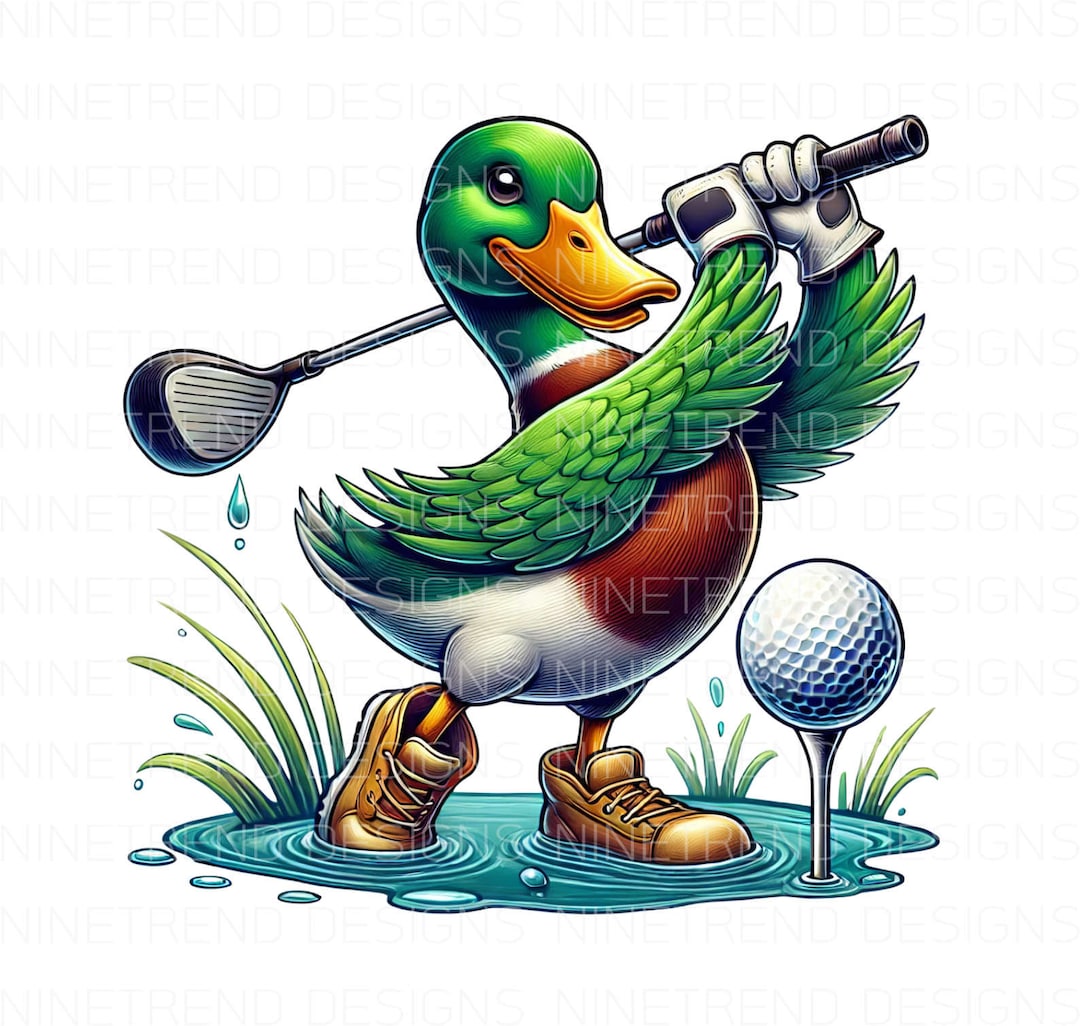Funny Golfing Mallard Duck PNG: Golf Club Shirt Design (digital ...