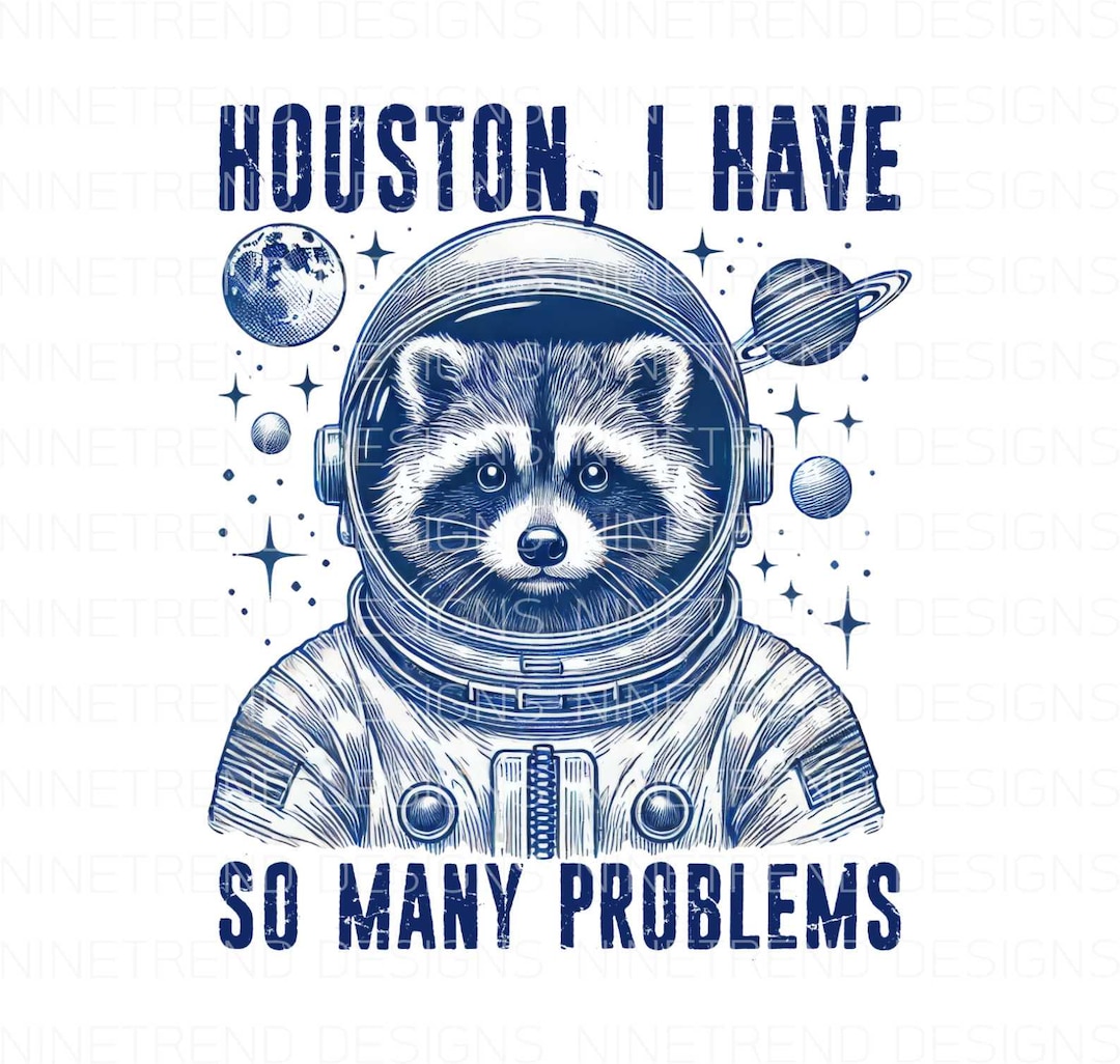 Houston I Have so Many Problems PNG, Funny Raccoon Sublimation PNG ...