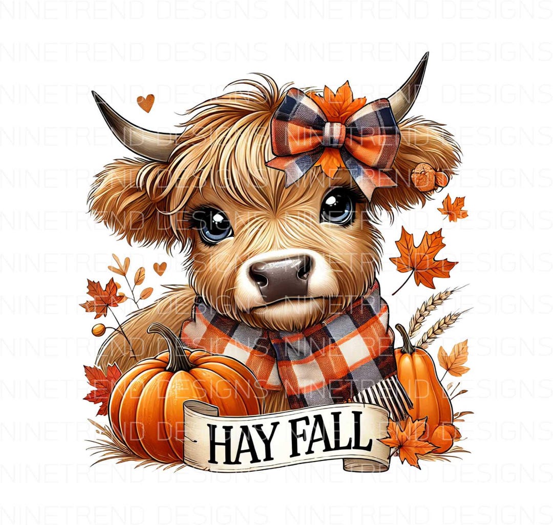 Highland Cow Fall PNG: Pumpkin Clipart, Halloween Shirt (digital ...