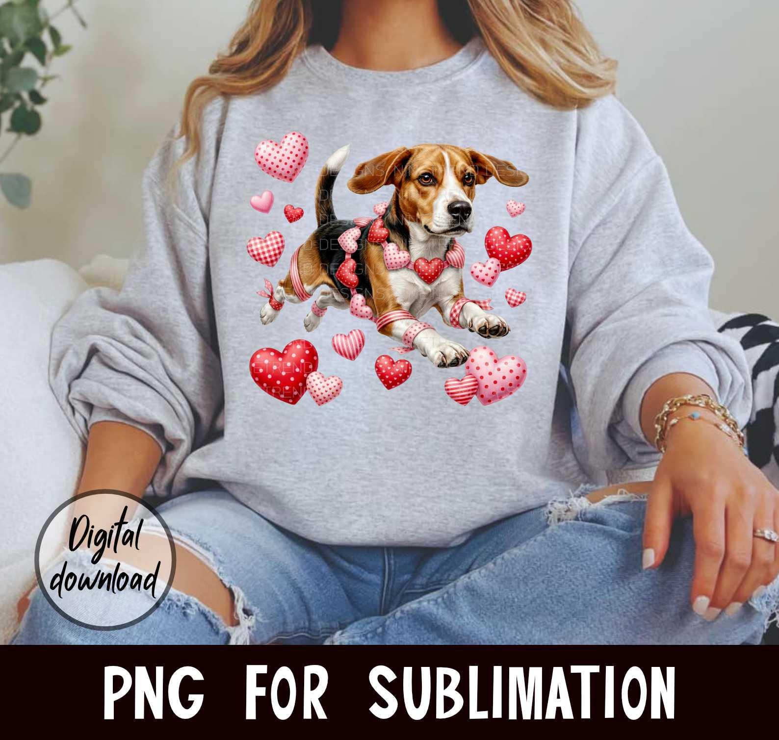 Valentine Beagle PNG, Dog Heart Garland Sublimation, Beagle Puppy Love ...