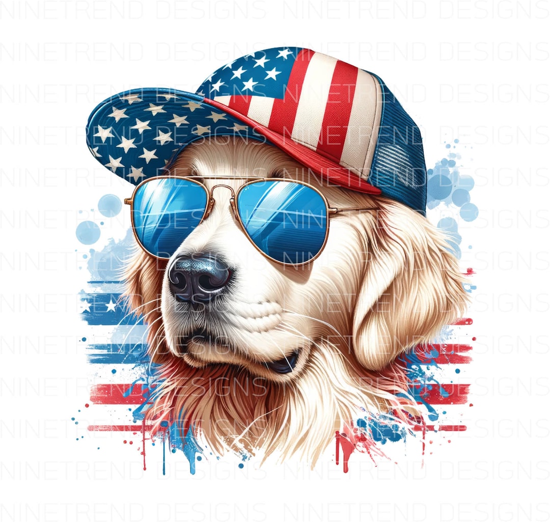 Patriotic Golden Retriever PNG: USA Flag 4th July (digital Download) - Etsy