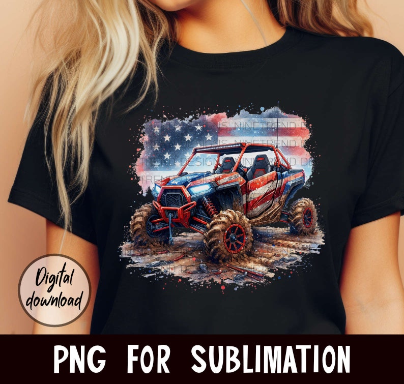 Patriotic UTV Rzr Watercolor PNG: American Flag Sublimation (digital ...