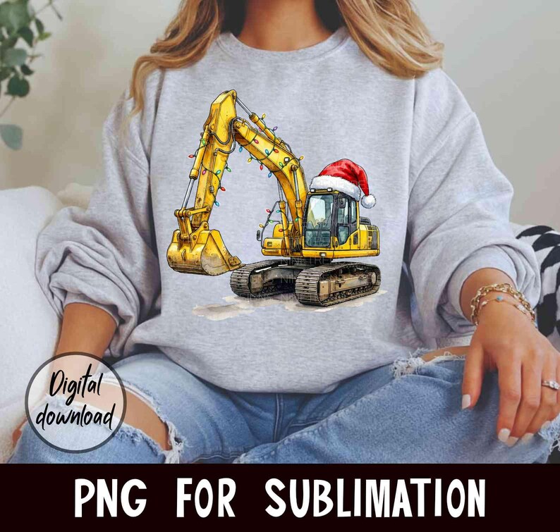 Christmas Excavator PNG, Santa Hat Digger Sublimation, Construction ...