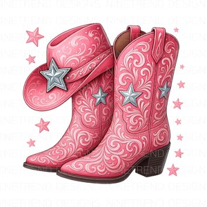 Cowgirl Boots Pink Png Sublimation Western Boots Png Cowgirl Boots