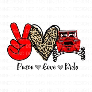 Peace Love Ride Red Plain Color PNG, Rzr Sublimation Designs Downloads ...