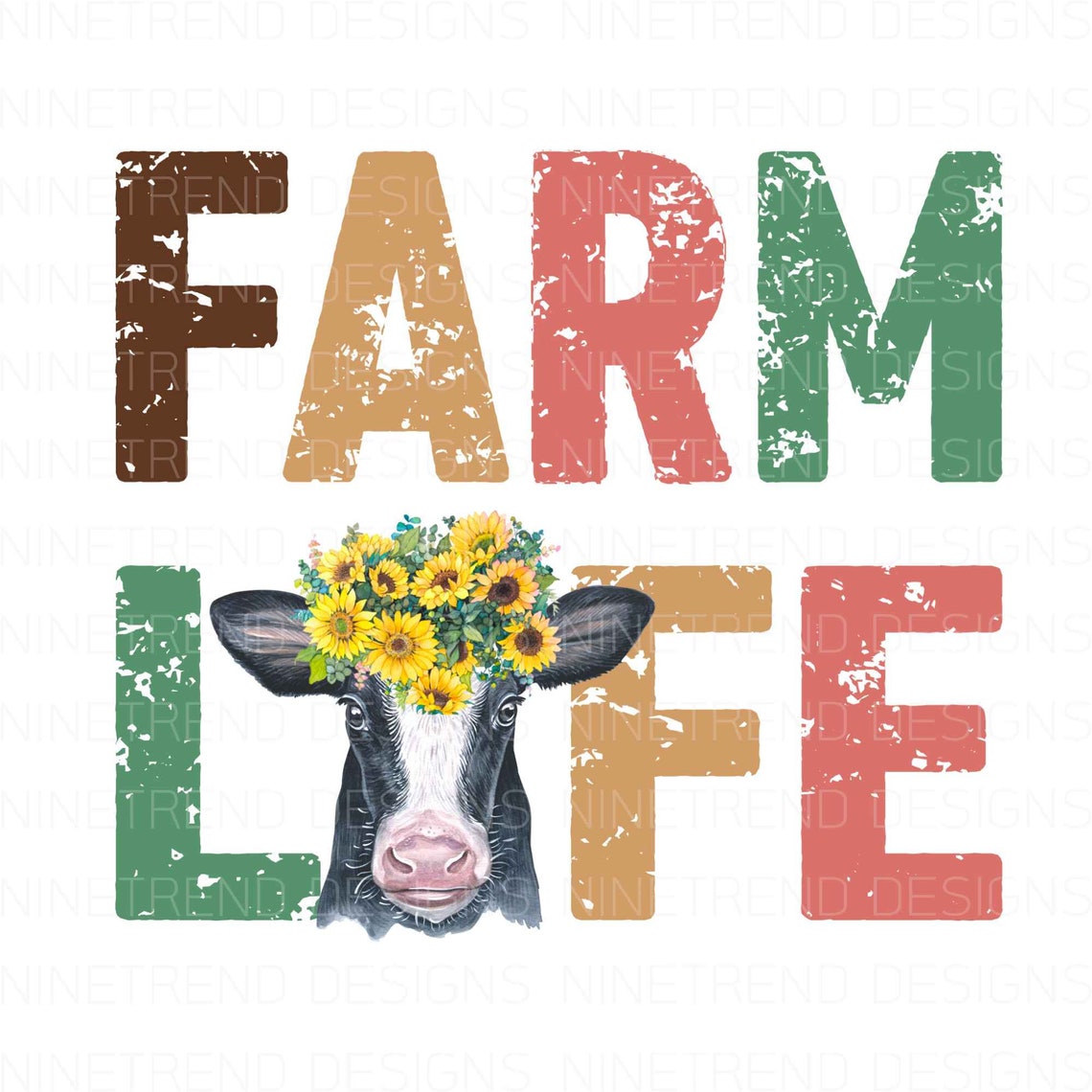 Farm Life PNG Floral Cow Sublimation Designs Downloads for - Etsy