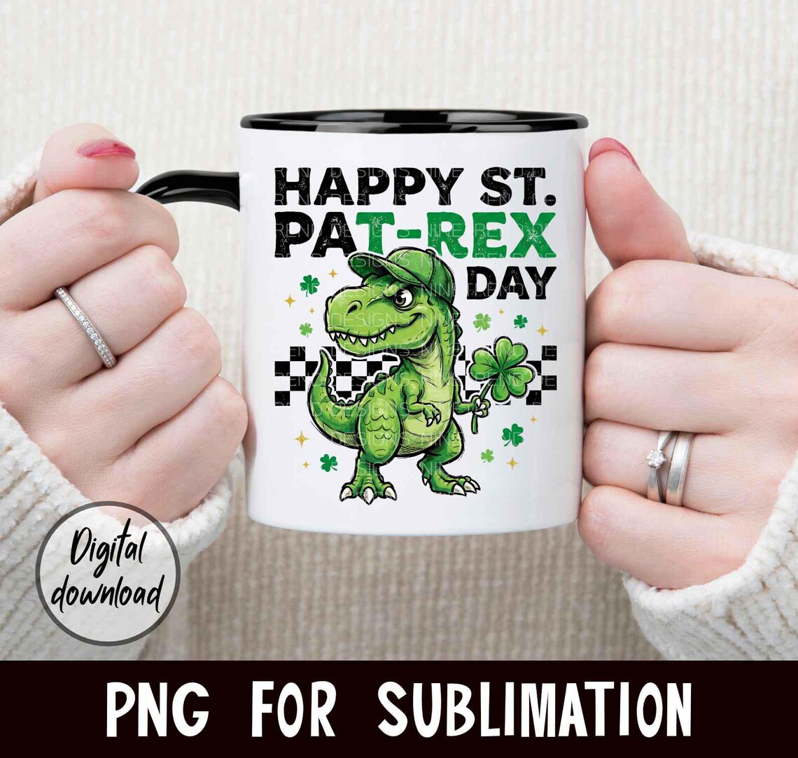Happy St Pat-rex Day PNG, Dinosaur St Patricks Day Sublimation, Lucky T ...