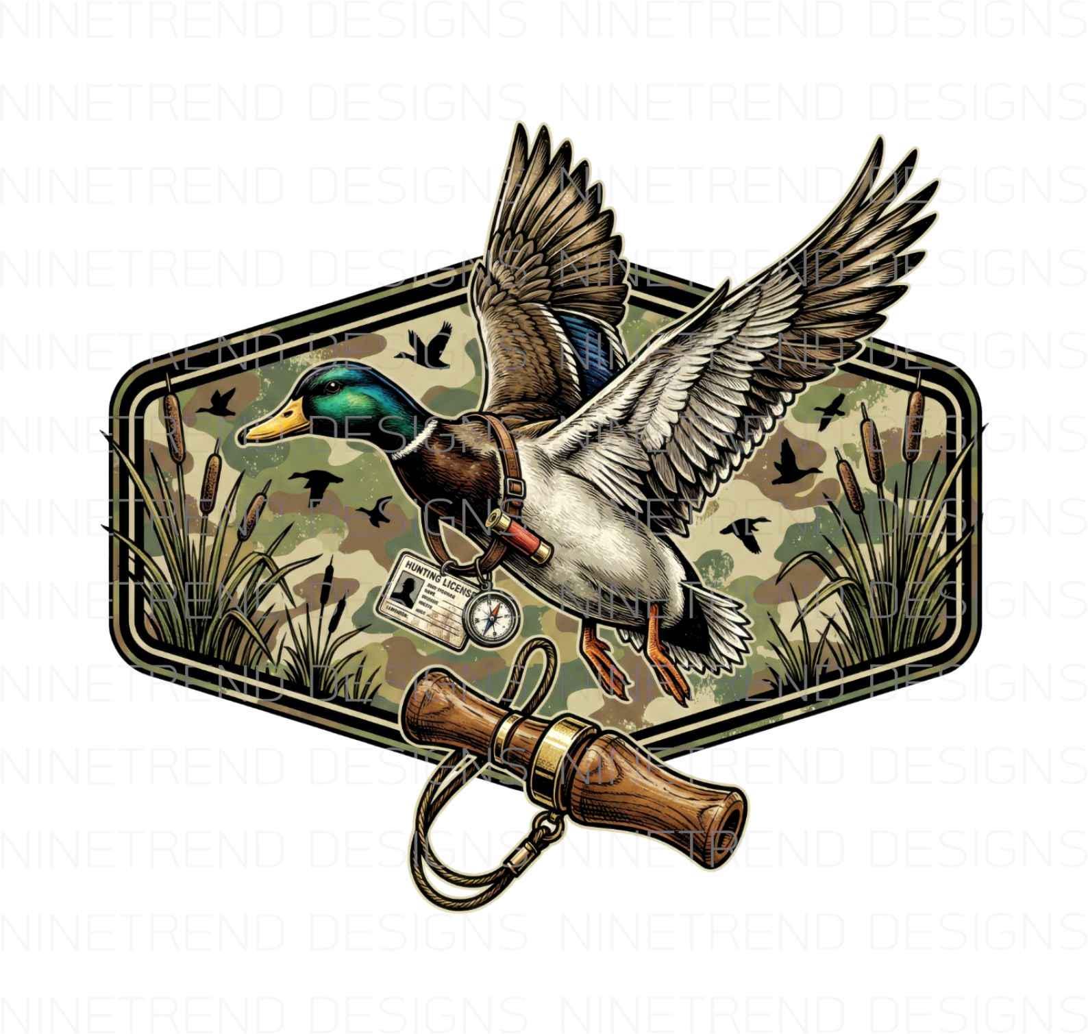 Mallard Duck Hunting PNG, Waterfowl Sublimation, Retro Duck Call PNG ...