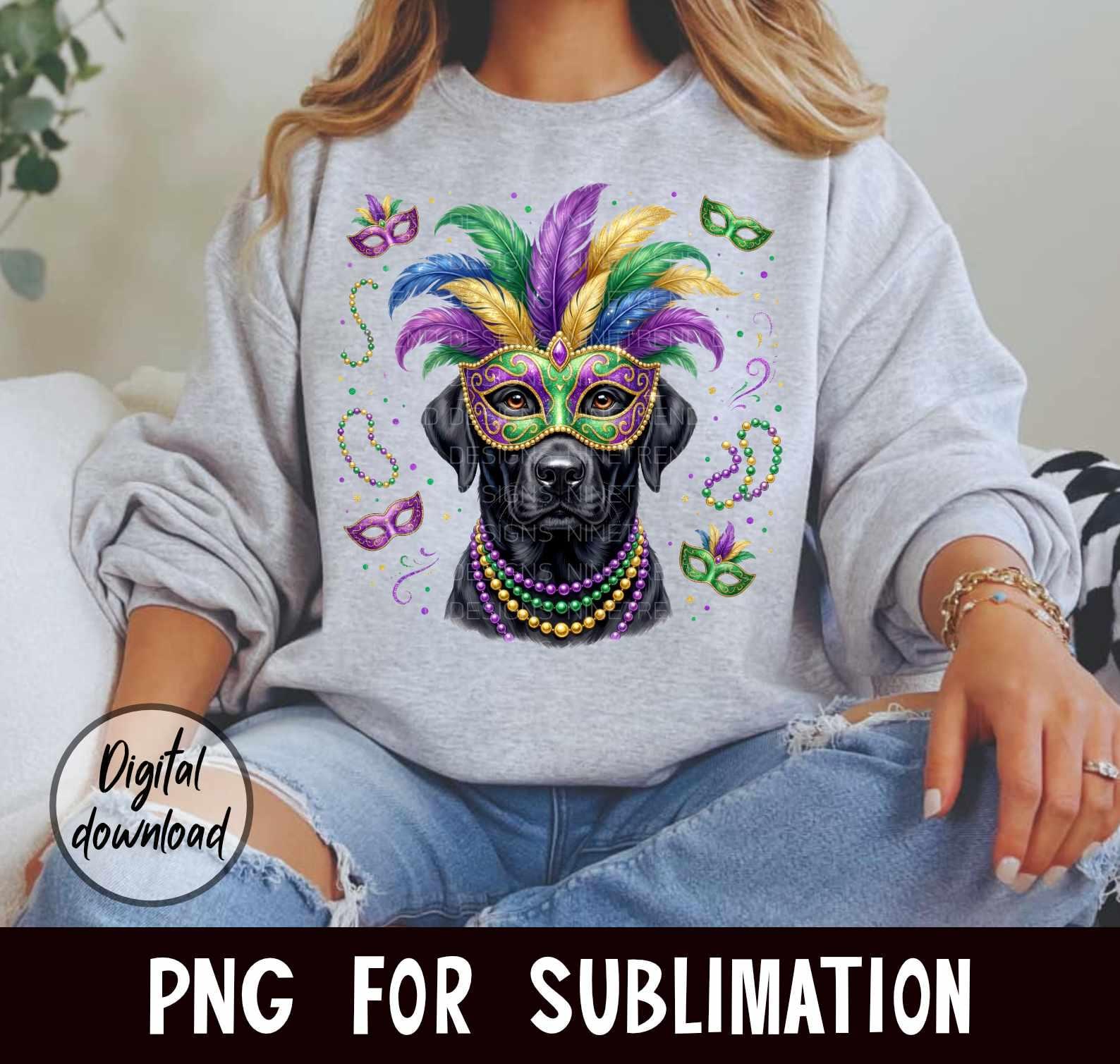 Mardi Gras Black Labrador PNG, Dog Carnival Mask Sublimation, New ...