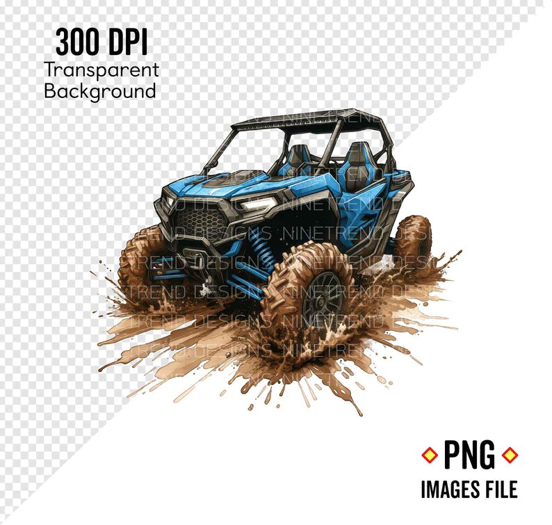 Watercolor Blue UTV Clipart PNG: RZR Mud Splash Design (digital ...