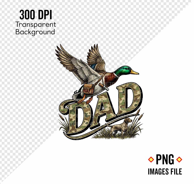 DAD Duck Hunting Png, Camo Dad Sublimation, Mallard Waterfowl Clipart ...