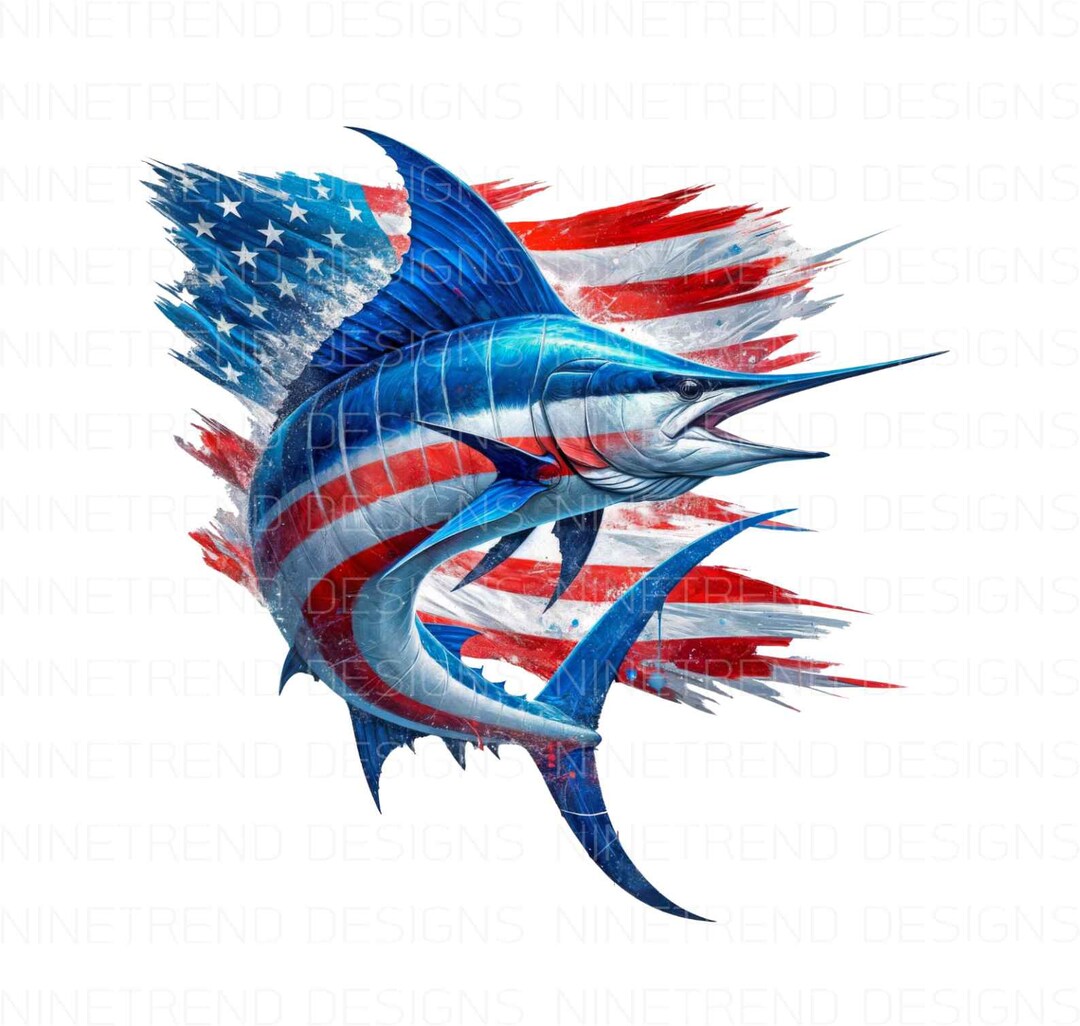 Blue Marlin American Flag PNG: Sublimation Design (digital Download) - Etsy