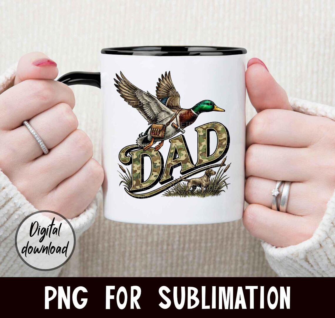 DAD Duck Hunting Png, Camo Dad Sublimation, Mallard Waterfowl Clipart ...