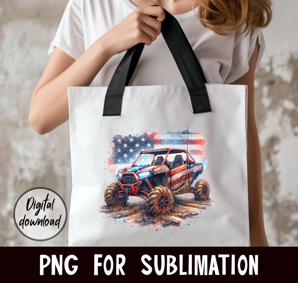 Patriotic UTV Rzr Watercolor PNG: American Flag Sublimation (digital ...