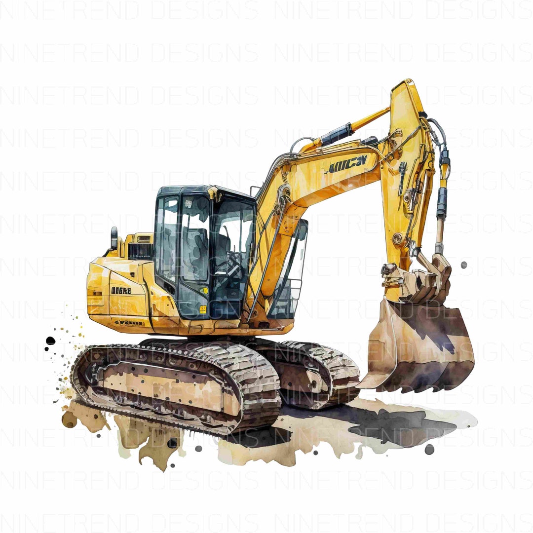 Excavator Watercolor Clipart: Sublimation PNG (digital Download) - Etsy