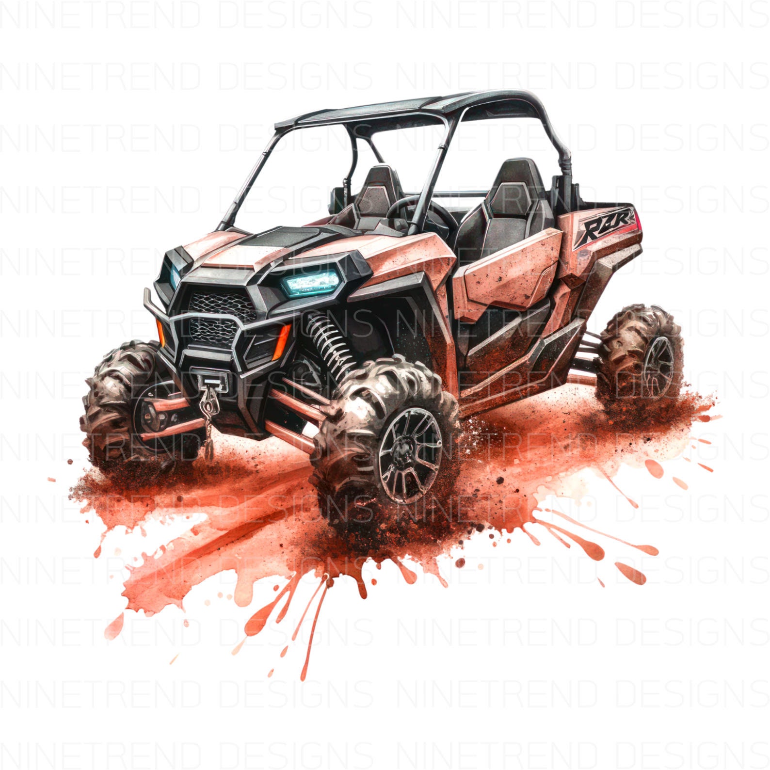 Watercolor RZR UTV Mud Splash PNG: Sublimation Graphics (digital ...