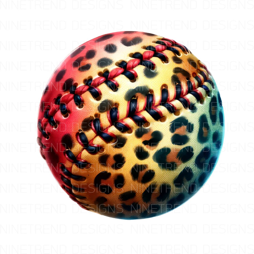 Watercolor Softball Leopard Print Sublimation PNG, Watercolor Softball ...