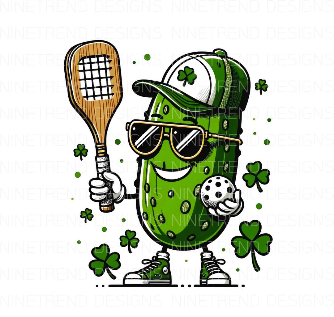 St Patrick Pickle Playing Pickleball PNG, Pickleball Sublimation Png ...