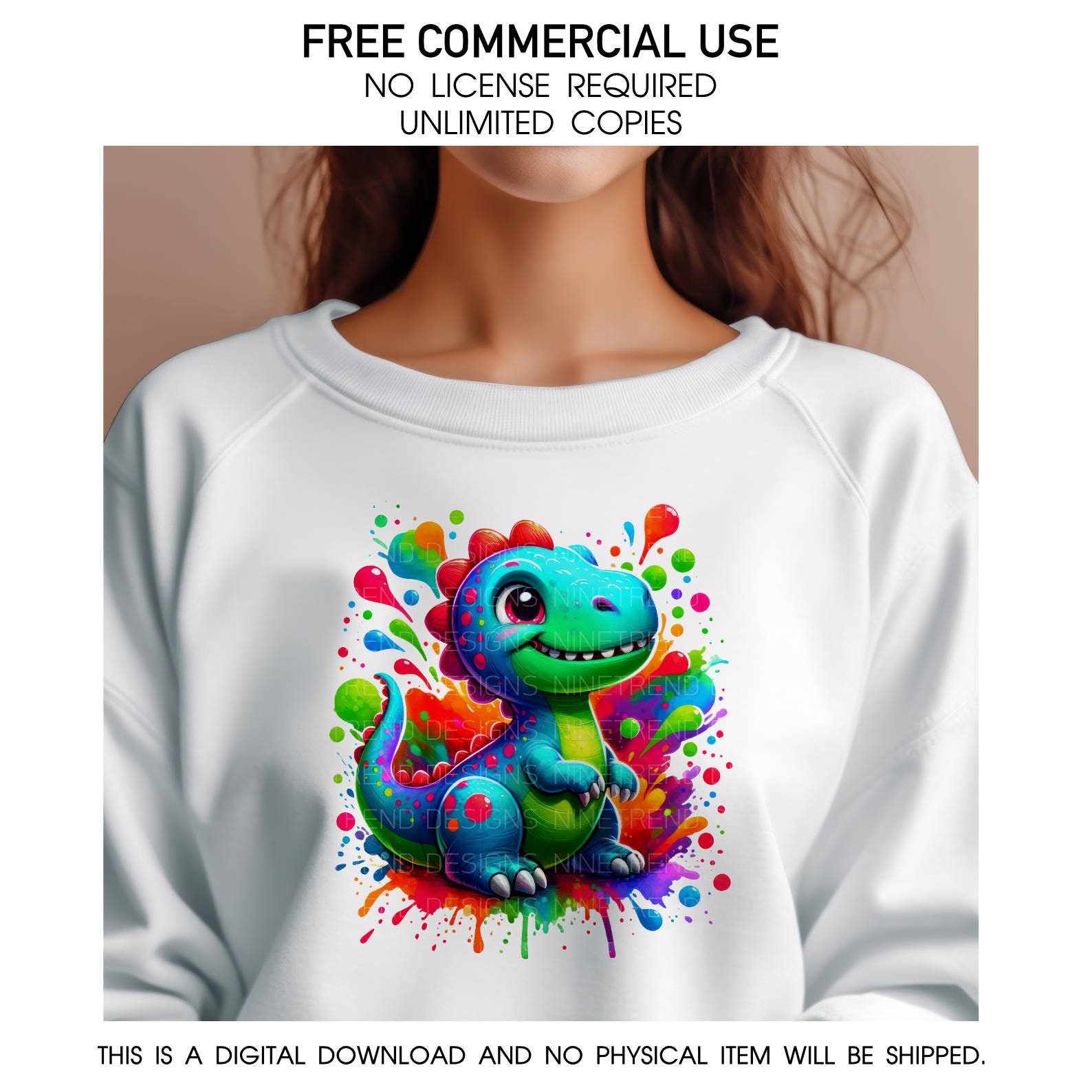 Watercolor Dinosaur Splatter PNG: Kids Shirt Design (digital Download ...
