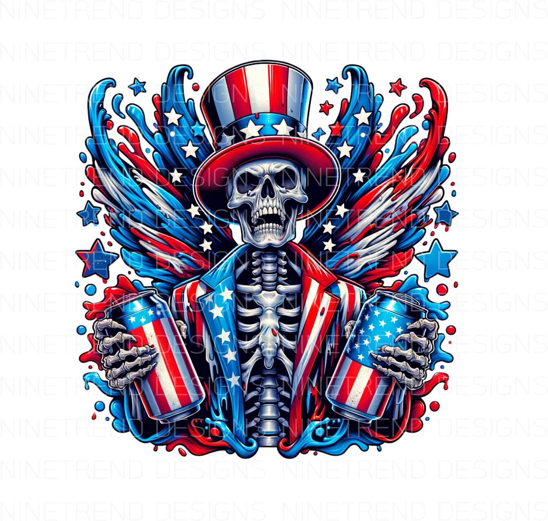 Funny Skeleton Patriotic PNG, Skeleton Sublimation PNG, Skeleton ...