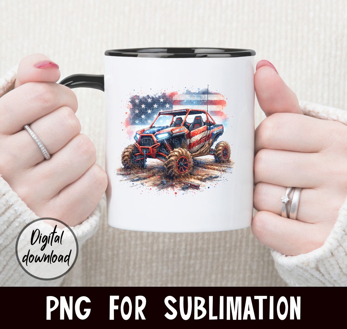 Patriotic UTV Rzr Watercolor PNG: American Flag Sublimation (digital ...