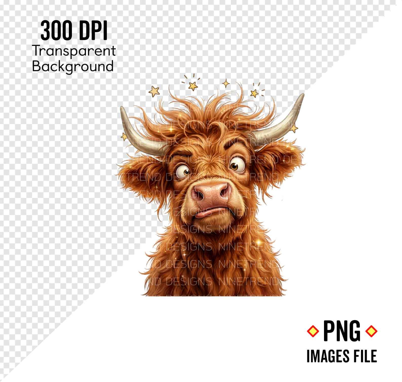 Funny Highland Cow PNG, Goofy Cow Face Sublimation, Cute Farm Cow ...