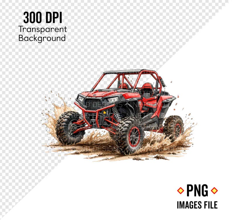 Red RZR Off-road Watercolor Png | Mud Splash Adventure UTV Clipart ...