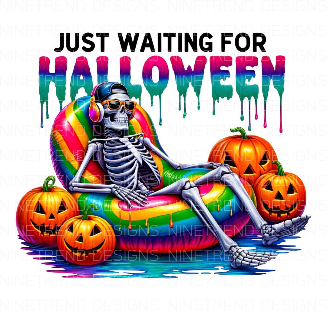 Just Waiting for Halloween PNG, Funny Halloween Sublimation Png, Spooky ...