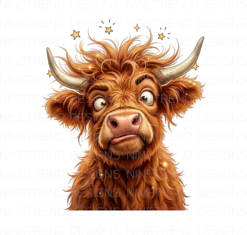 Funny Highland Cow PNG, Goofy Cow Face Sublimation, Cute Farm Cow ...