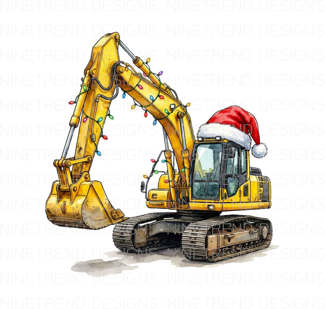 Christmas Excavator PNG, Santa Hat Digger Sublimation, Construction ...