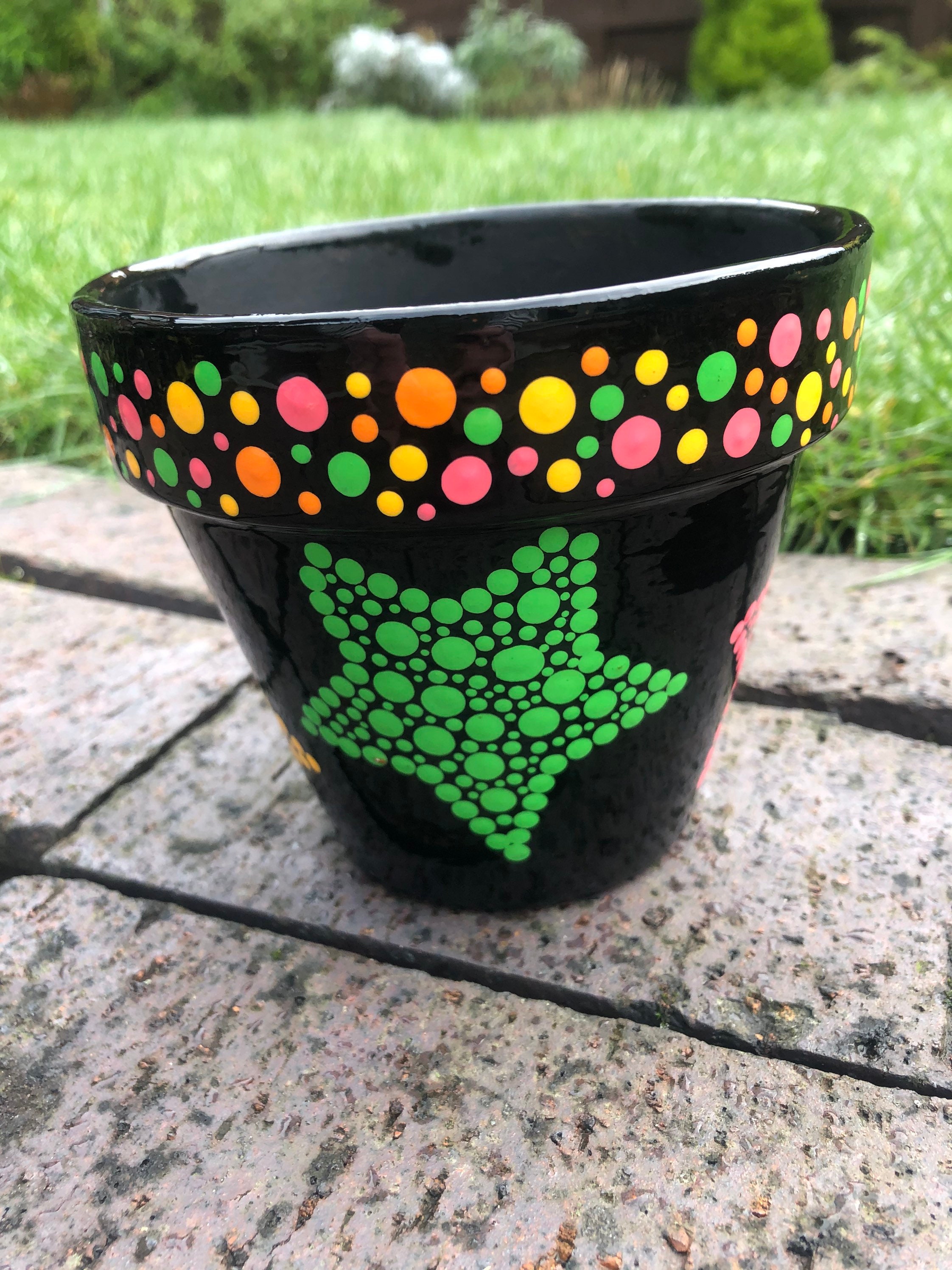 Hand Painted star Dot Plant Pot - Etsy