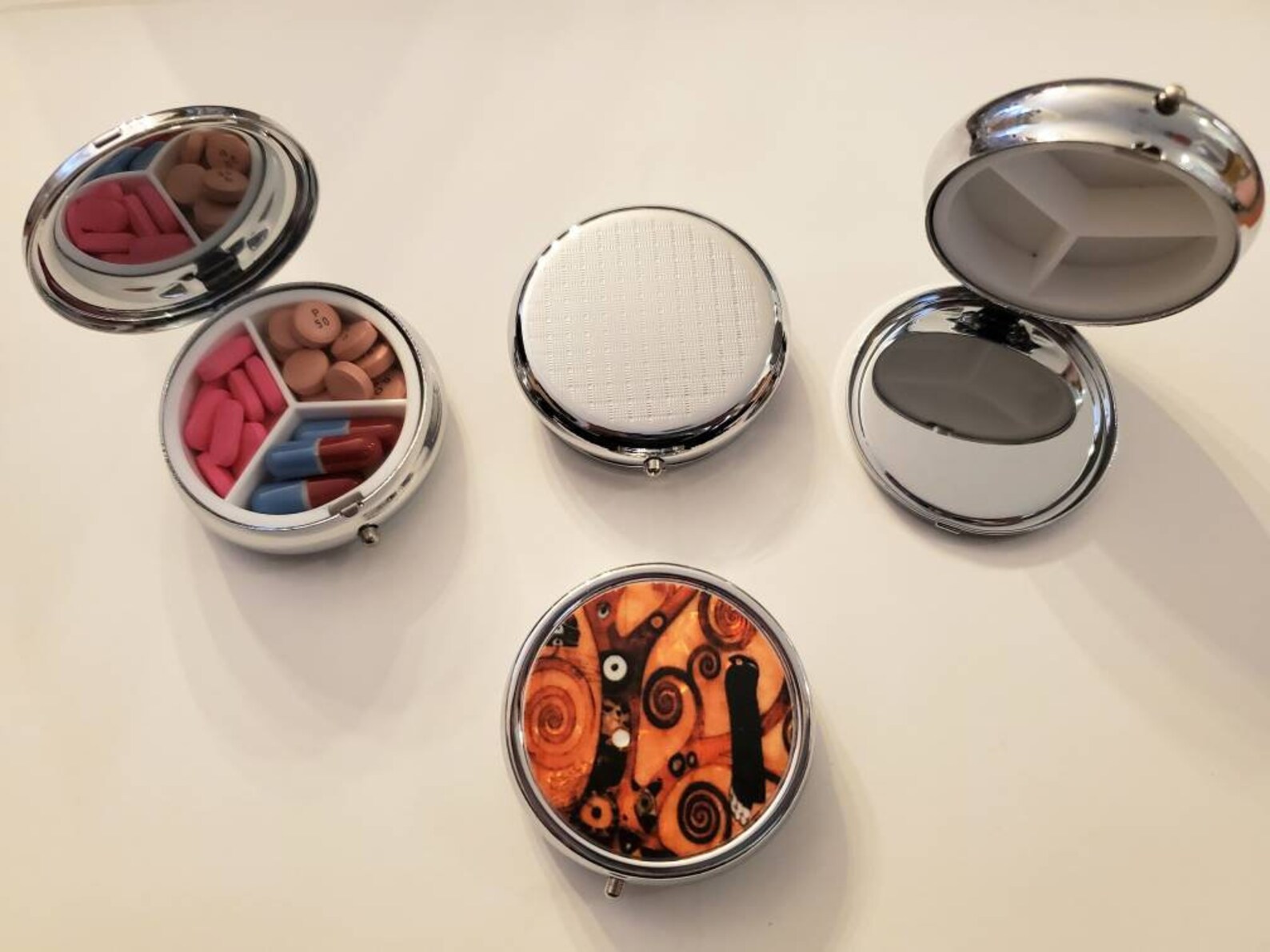 Abstract Design Compartment Pill Box Storage Jewelry - Etsy