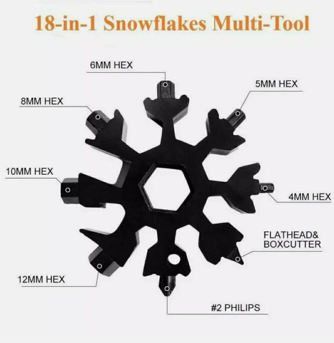 18 in One Black Snowflake Shaped Tool Multifunctional Portable - Etsy