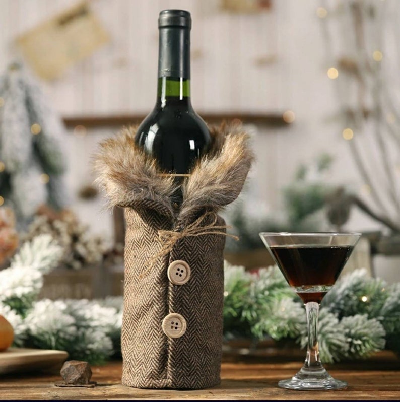 Set of 2 Christmas Wine Bottle Covers Gift Bag Wine Cozy - Etsy