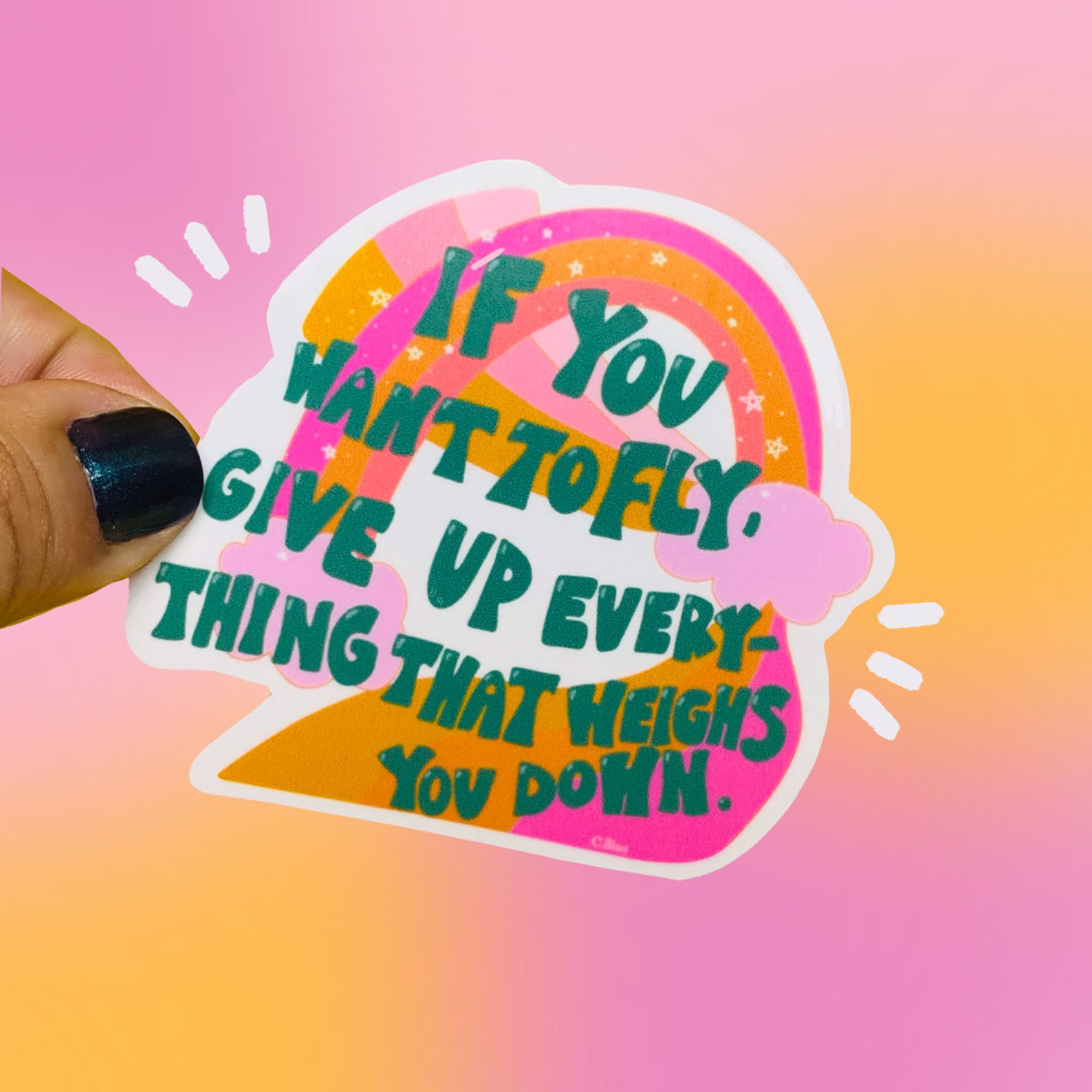 Positive Quote Sticker Rainbow Sticker Positive Sticker - Etsy