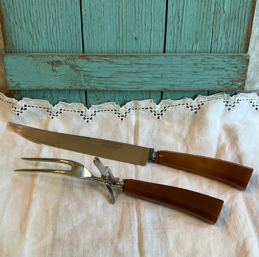 MCM Bakelite Handled Meat Fork & Carving Knife Stainless - Etsy