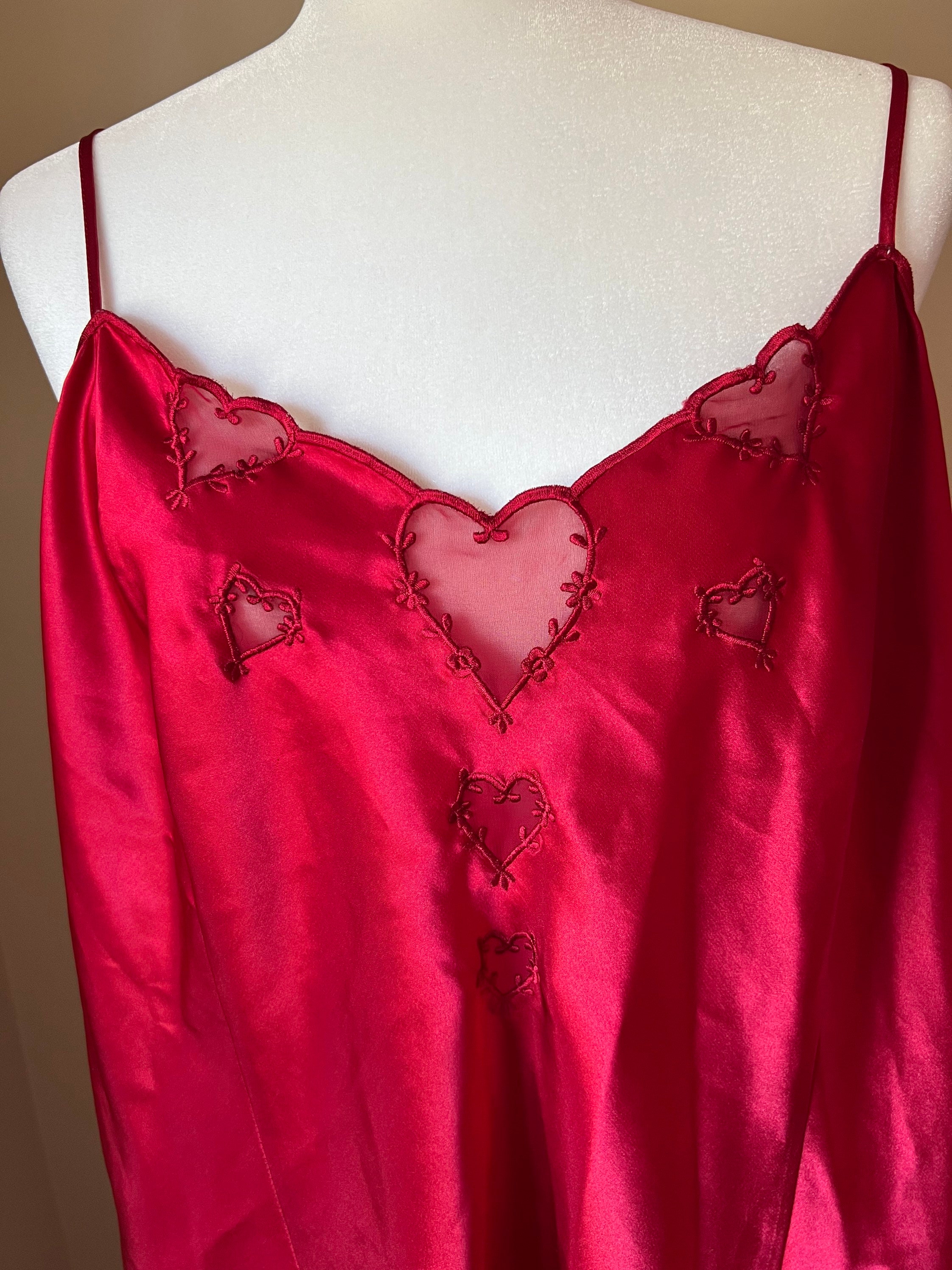 Red Satin Nightgown Sz 1X 80's Slipdress Lord & Taylor - Etsy