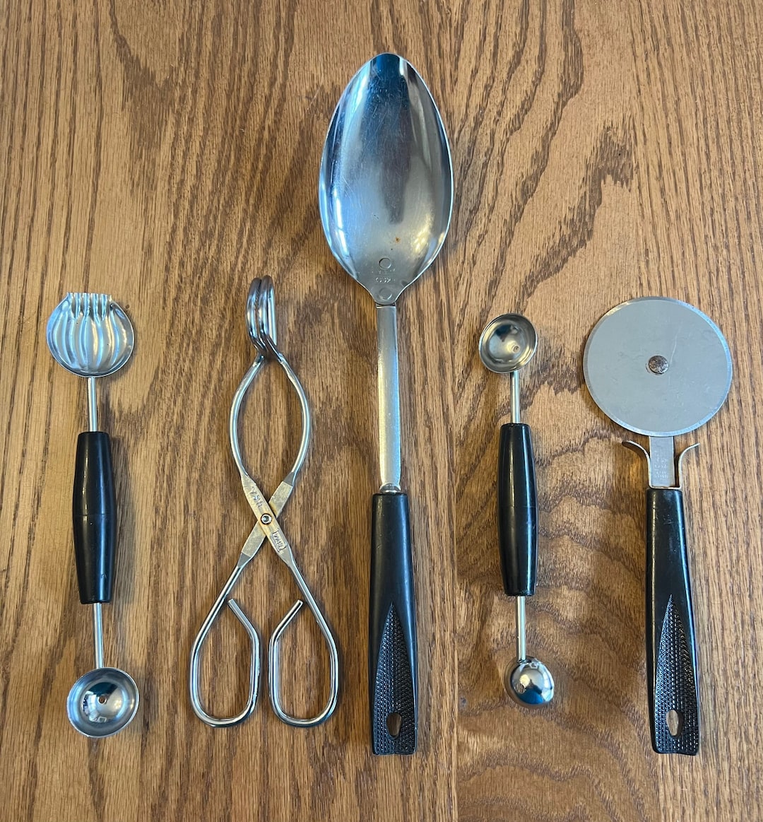 Vintage Ekco Gadgets & Utensils • Black Bakelite Handled Kitchen Tools ...