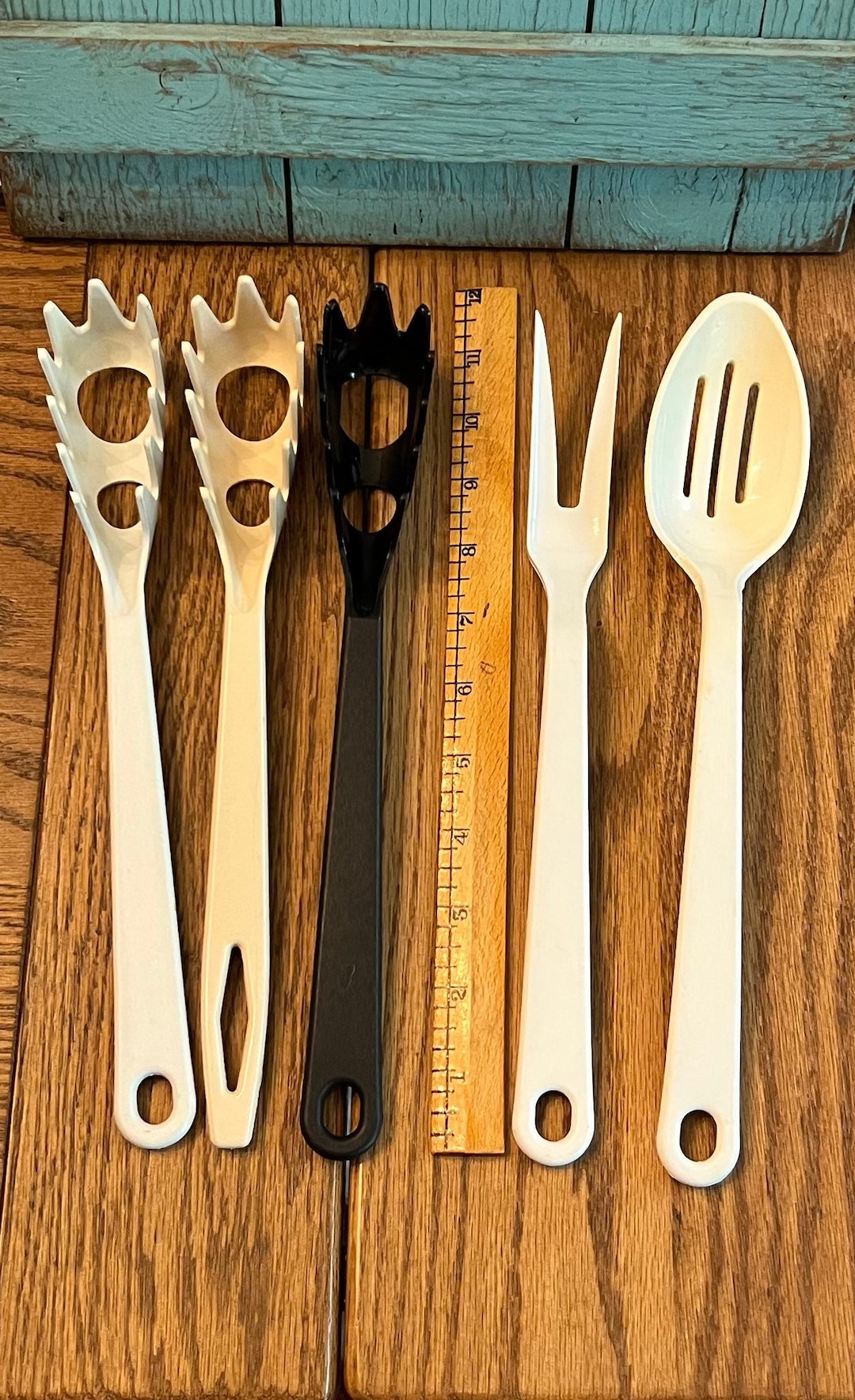 Vintage Nylon Kitchen Utensil: Spaghetti Fork, Meat Fork, Slotted Spoon ...