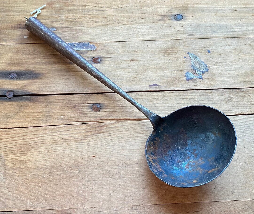 Antique Vtg 1900’s, 13” Hand Forged Wrought Iron Dipping Ladle W Nice ...