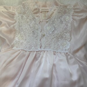 70s Barbizon Sz L Fancy Pink ‘satin Remarque’ Long Nightgown LS • Union ...
