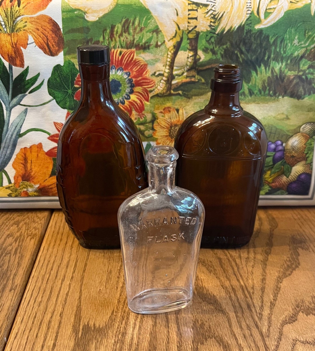Vintage Whiskey Flask: Prohibition Era Brown Glass Bottles - Etsy