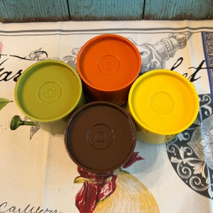 Tupperware Stacking Spice Shakers Set of 4 Colorful 70s Mini Canisters ...
