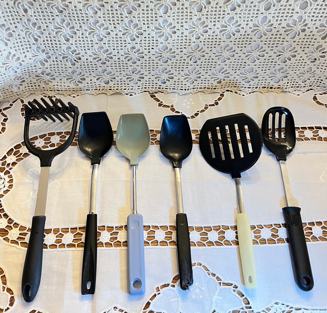 MCM Kitchen Utensils EKCO & Other Stainless/nylon Plastic Solid Spoons, Slotted Spoon, Spatula ...