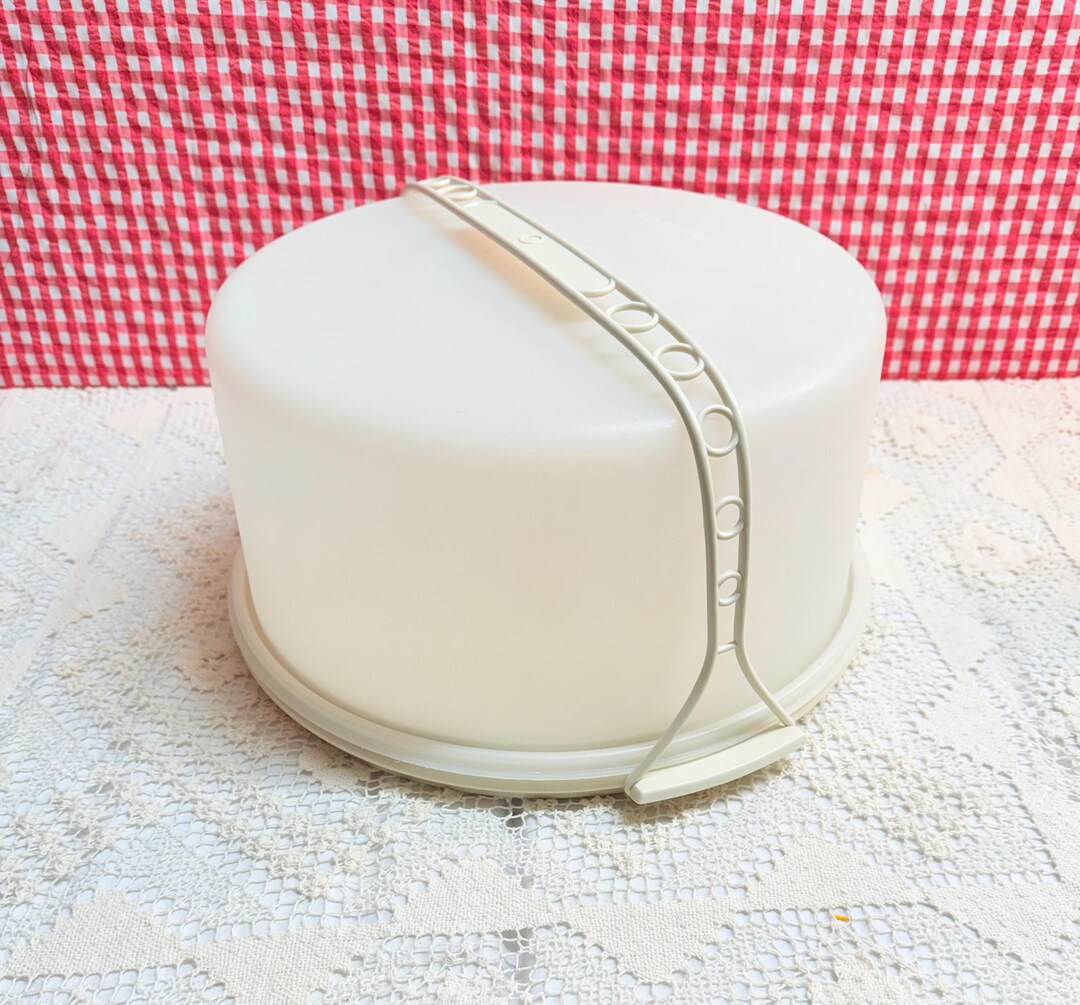 Vintage Tupperware Almond Layer Cake Carrier # 1256 • Sheer Cover #1257 ...